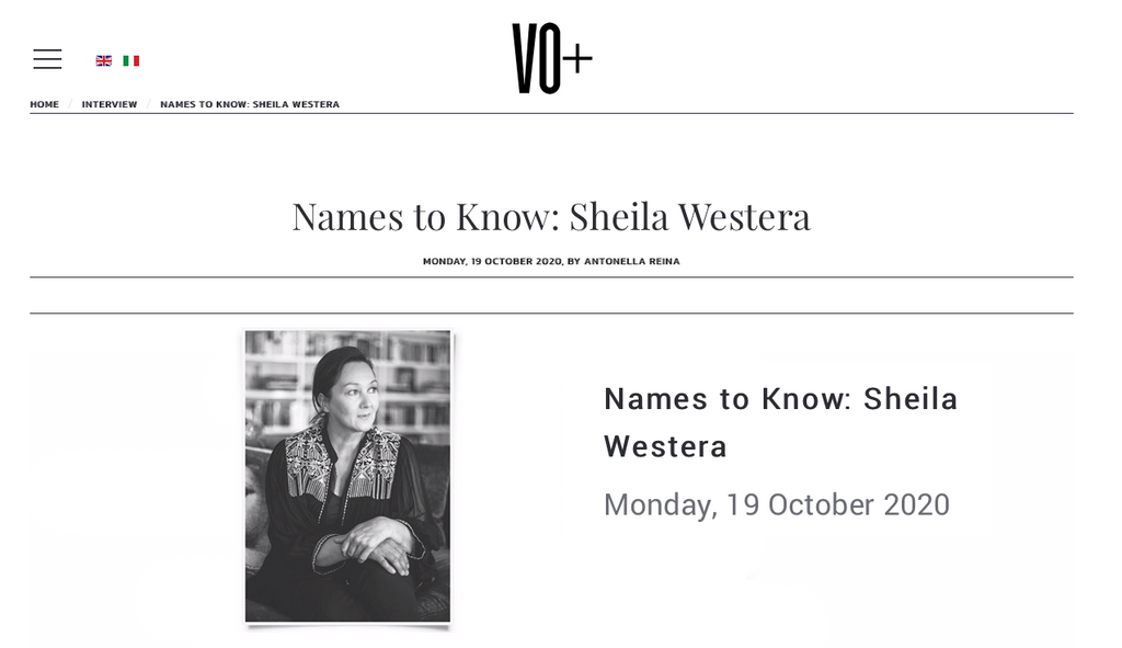 From VO+ "Names to Know: Sheila Westera" – Sheila Westera ...